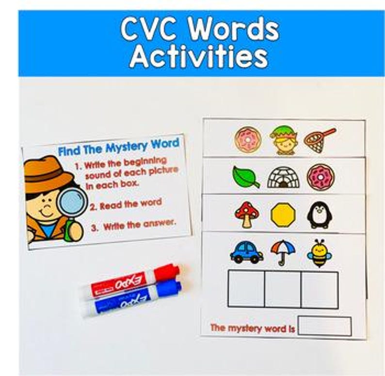 CVC Word Activity Cards: 100 Fun Phonics Tasks for Kids - Etsy