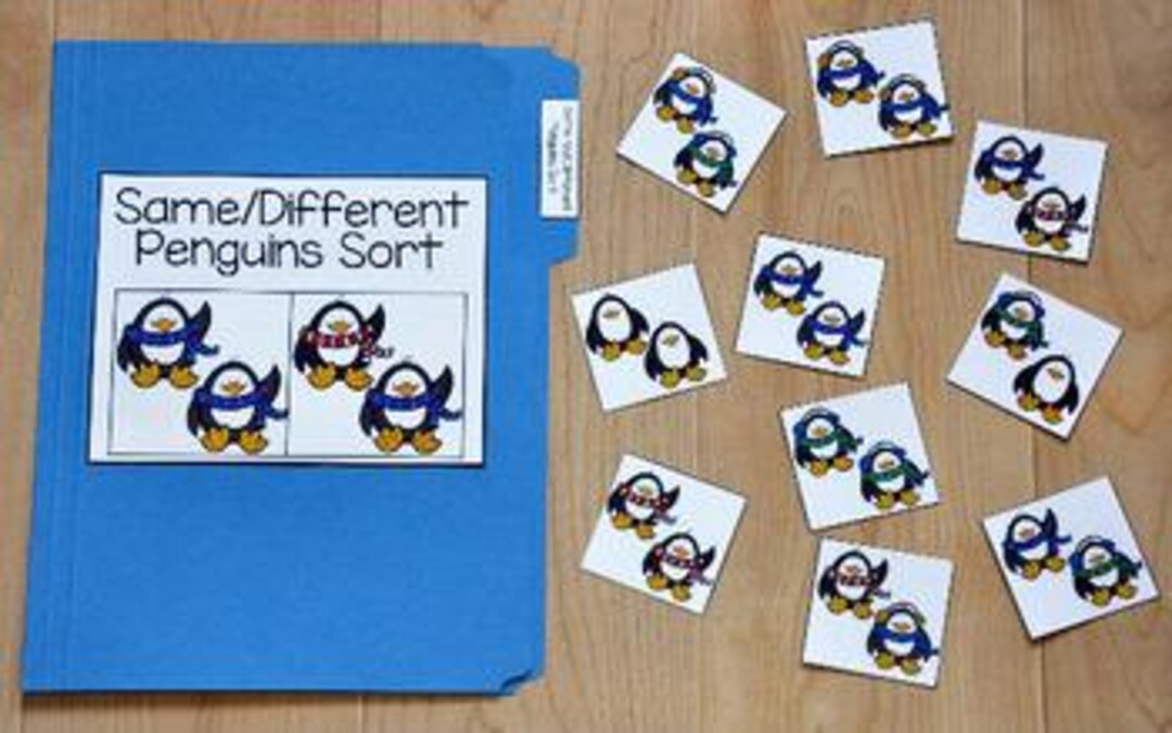 Penguin Sorting Game: Same and Different File Folder Activity - Etsy