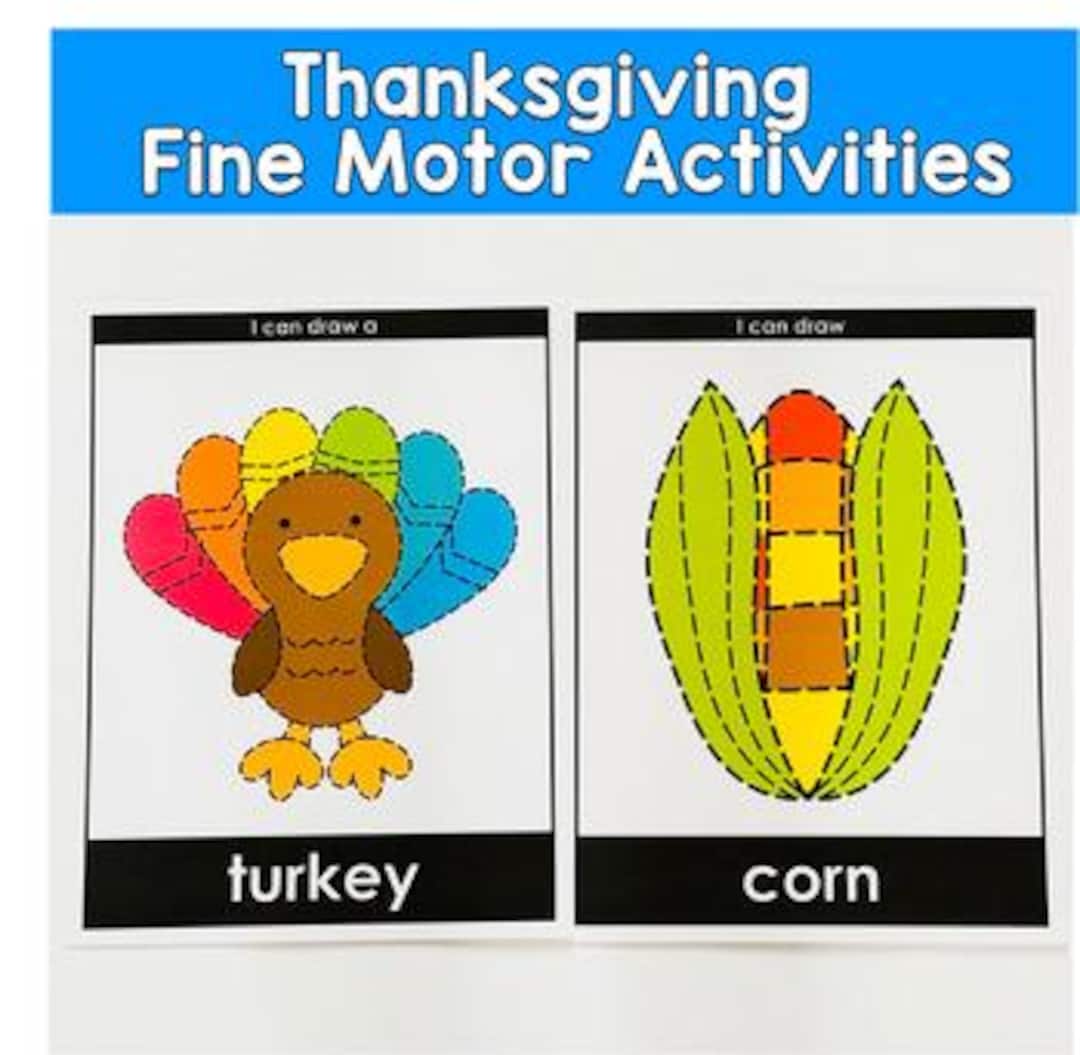 Tracing Worksheets: Thanksgiving Fine Motor Skills - Color and Black ...