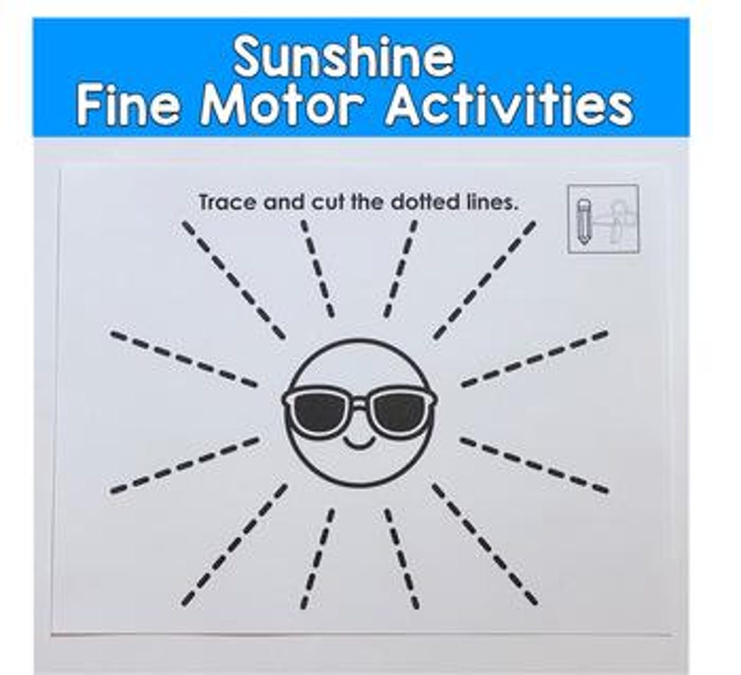 Sunshine Fine Motor Kit, Tracing and Cutting (summer Activity Pages) - Etsy