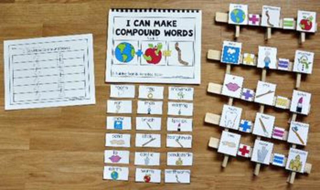 Compound Words Activity Set - Clip Stick Tactile Learning for Literacy ...