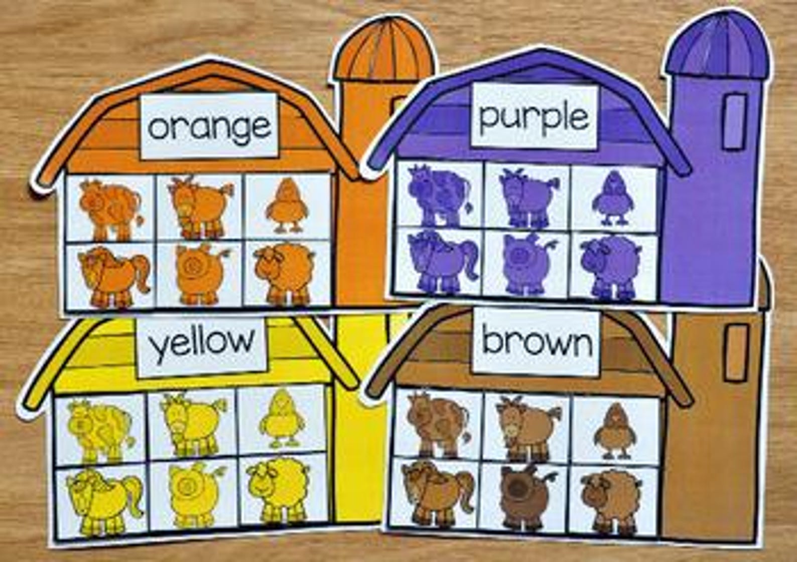 Farm Animal Color Sorting Mats: 11 Barn Colors for Toddlers - Etsy