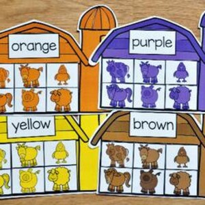 Farm Animal Color Sorting Mats: 11 Barn Colors for Toddlers - Etsy