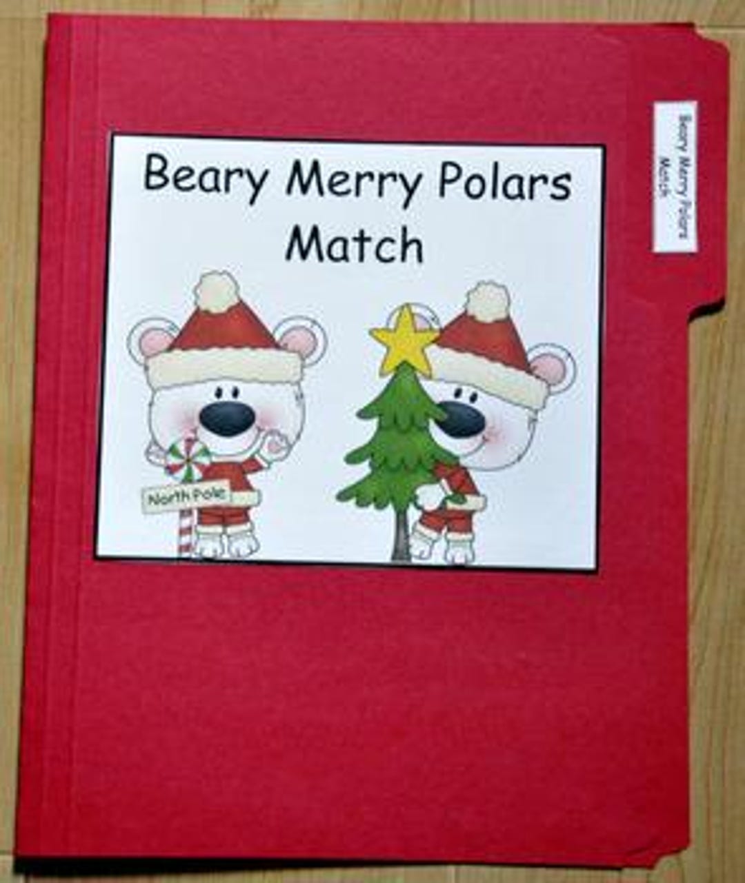 Beary Merry Polar Bears File Folder Game - Holiday Matching Activity - Etsy