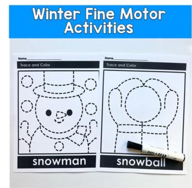 Tracing Printables: Winter Fine Motor Activities (10 Dry Erase Pages ...