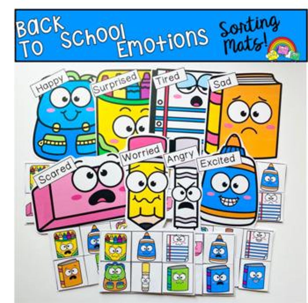 Emotions Sorting Mats: Interactive Back to School - 8 Learning Games - Etsy