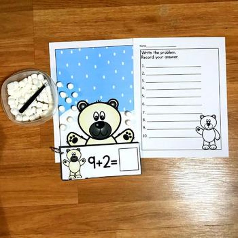 Polar Bear Math Activities: Fun Counting and Addition (3 Levels ...