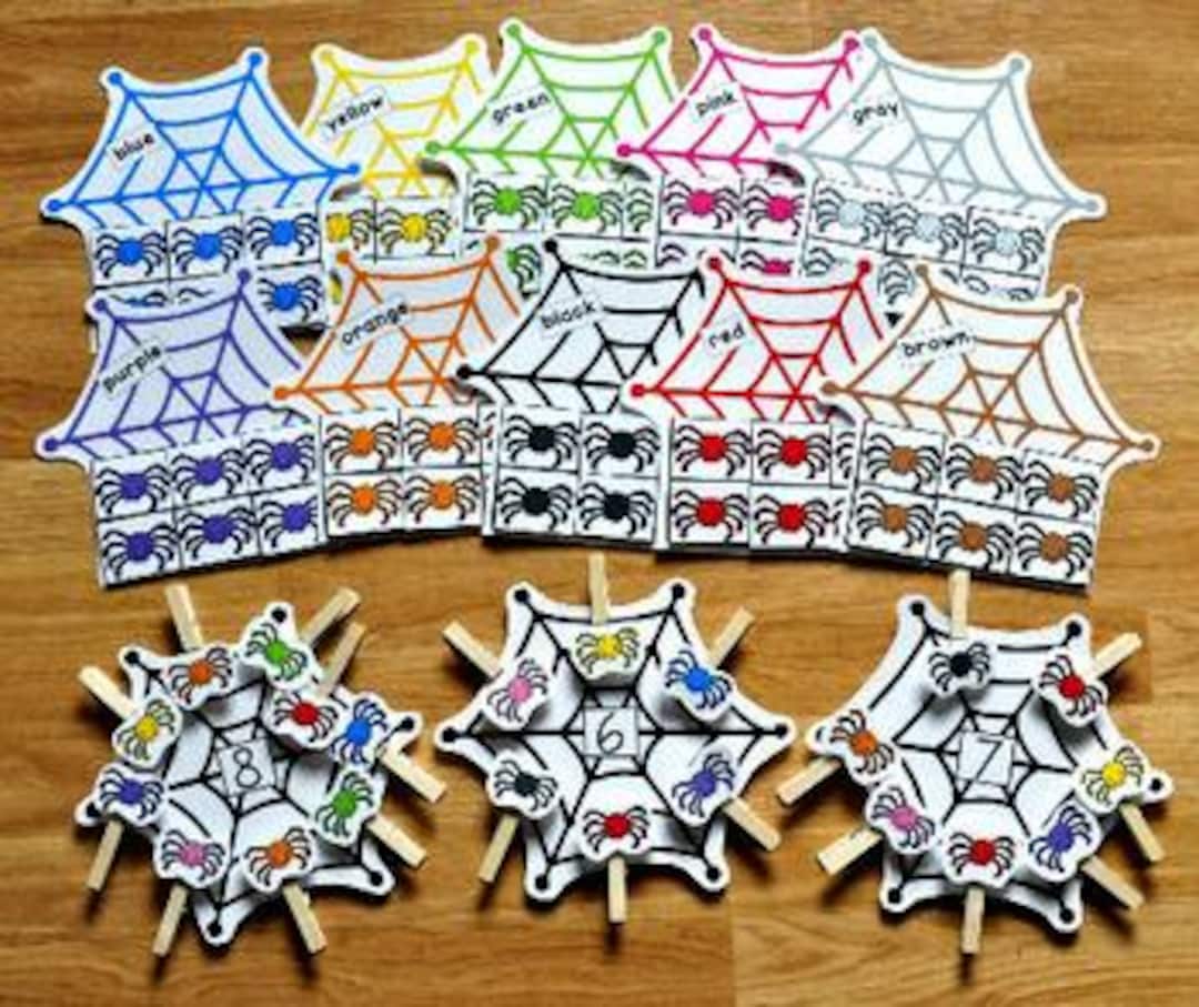 Counting Mats for Kids: Spider Webs and Color Sorting - Hands-on ...