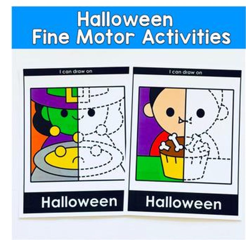 Halloween Fine Motor Worksheets, Tracing and Drawing (digital Download ...