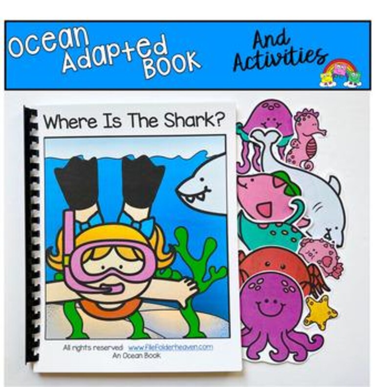 Ocean Adapted Book, Shark Theme, Early Readers (matching Pieces ...