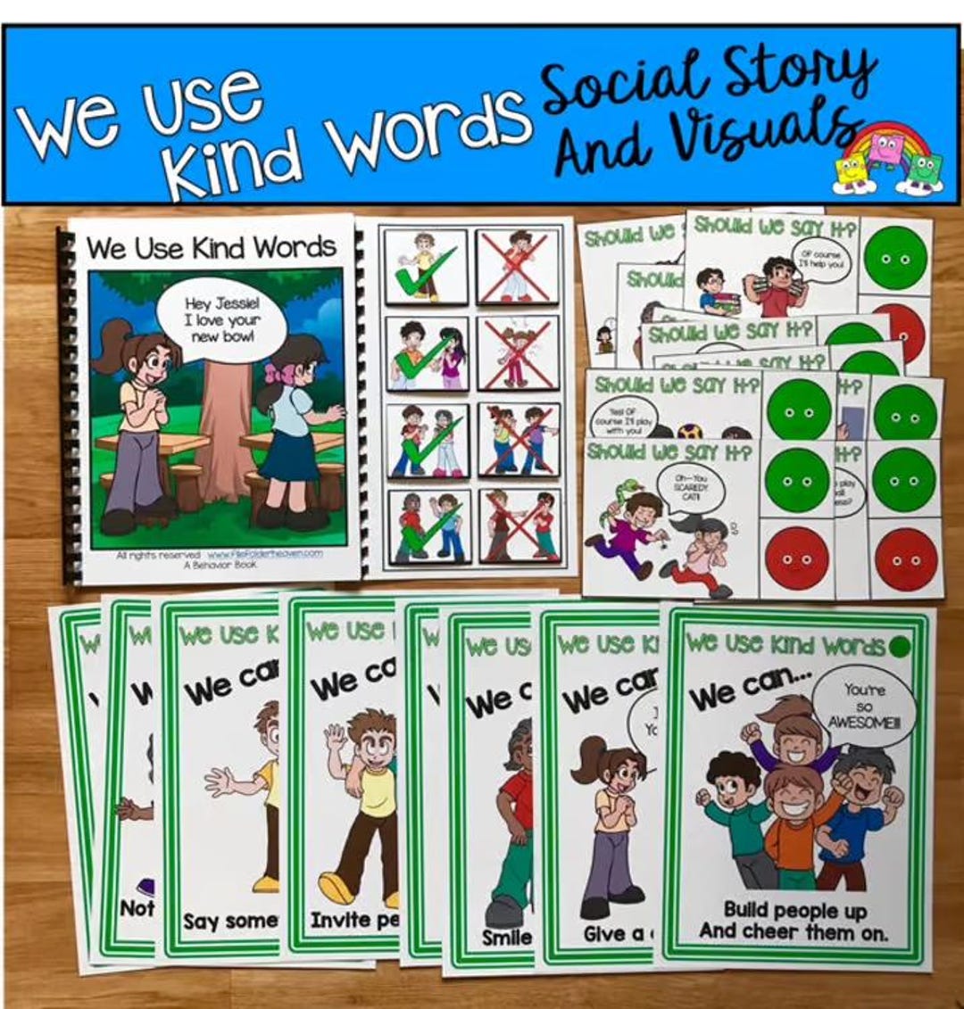 Kind Words Social Skills Unit - Adapted Book With Task Cards - Etsy
