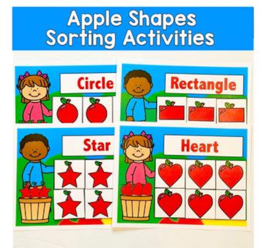 Apple Shape Sorting Mats: 12 Fall Shapes for Learning - Etsy
