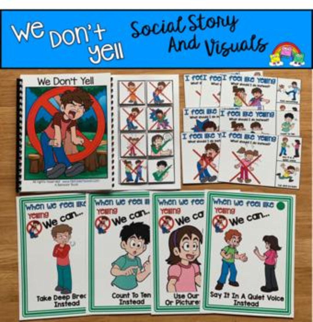 Social Story Unit: We Don’t Yell, Calm Down Techniques - Etsy