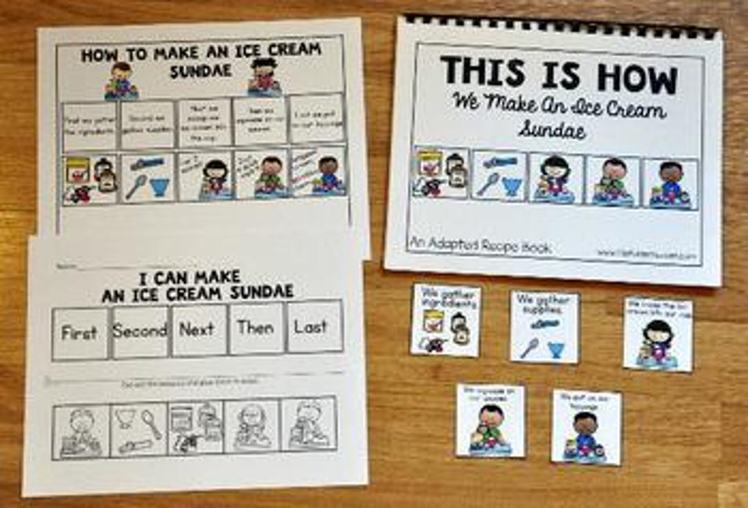 Adapted Ice Cream Sundae Recipe Book (sequencing, Visual Cards) - Etsy