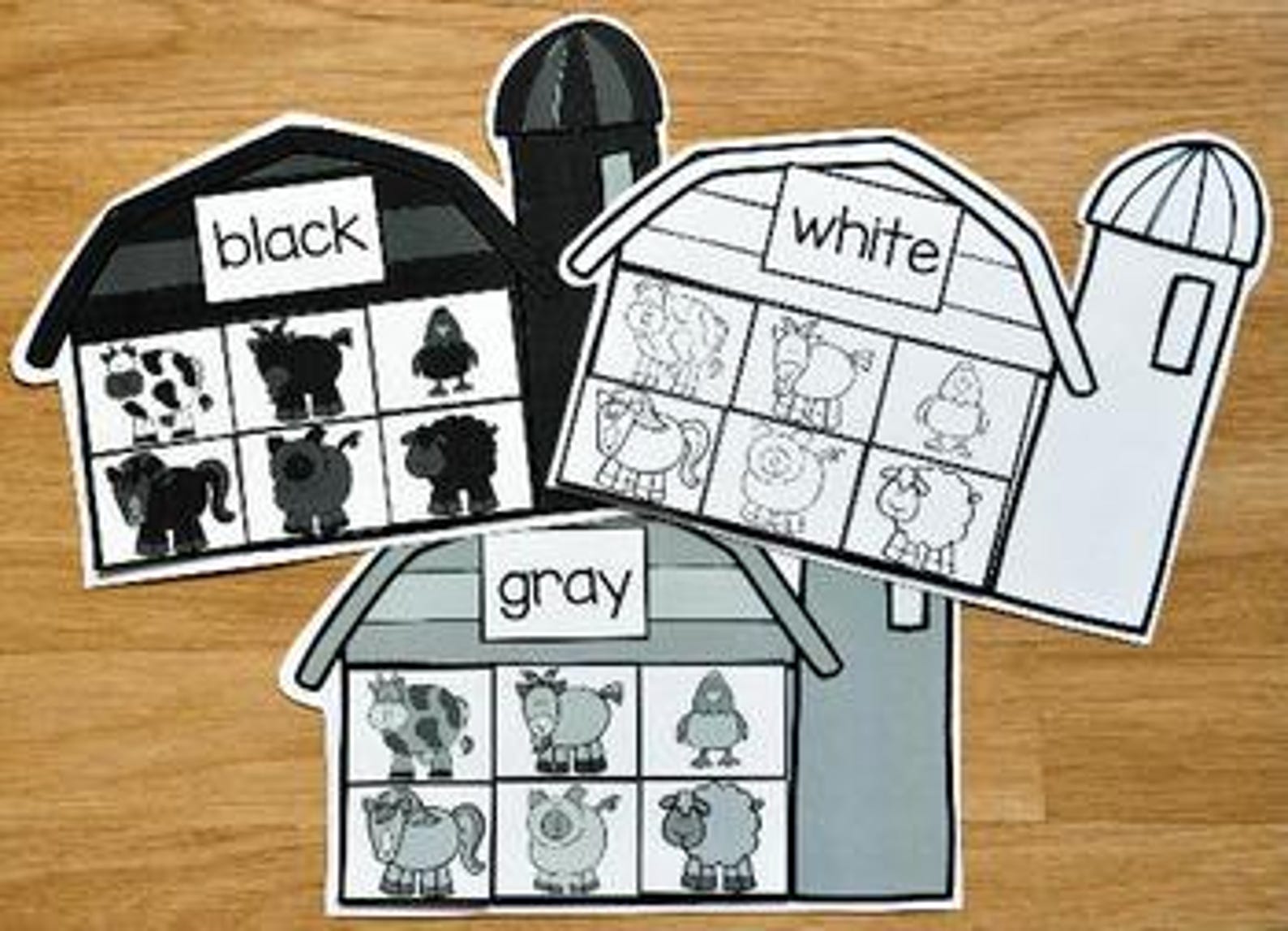 Farm Animal Color Sorting Mats: 11 Barn Colors for Toddlers - Etsy