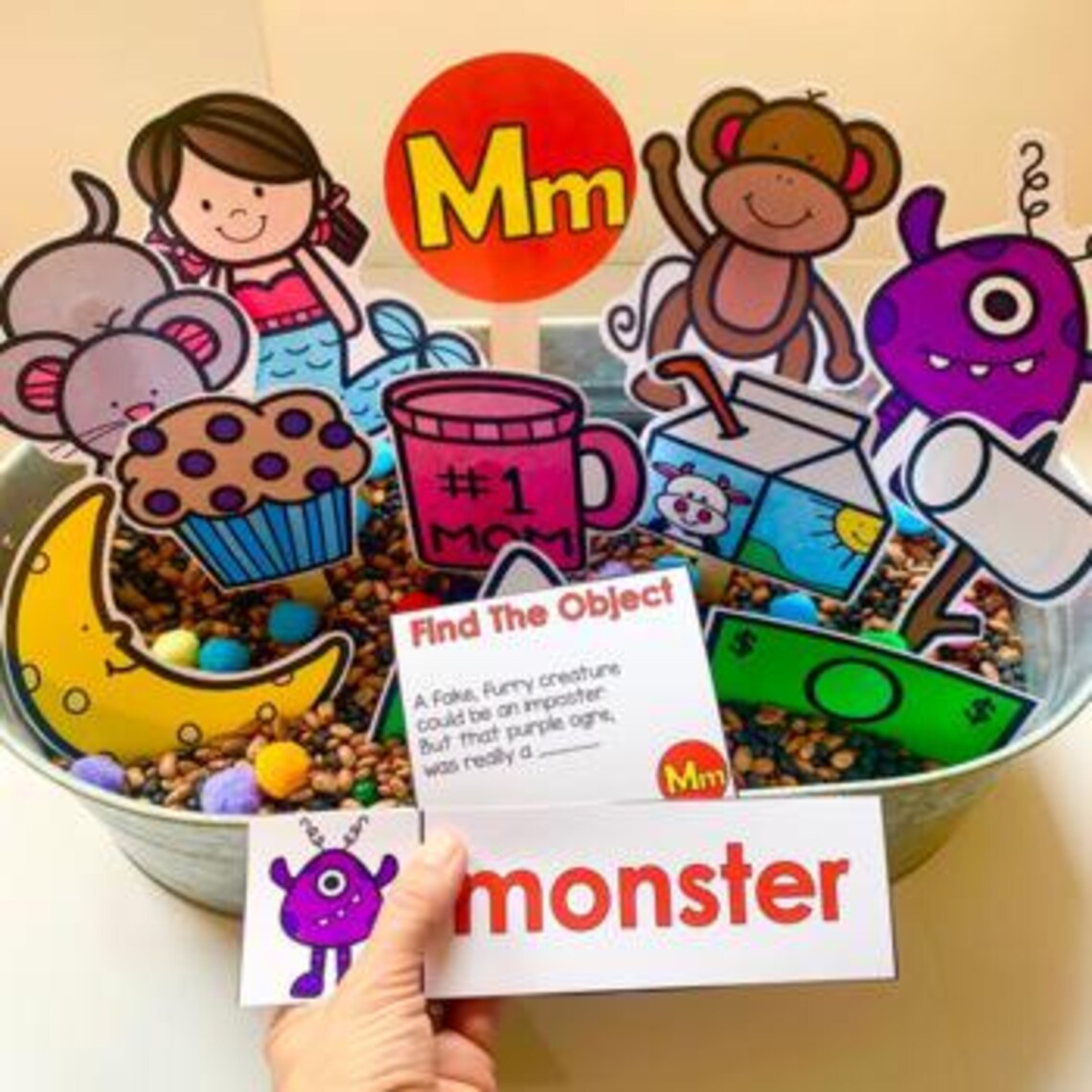 Letter M Sensory Bin Riddles - Early Literacy Phonics Game - Etsy