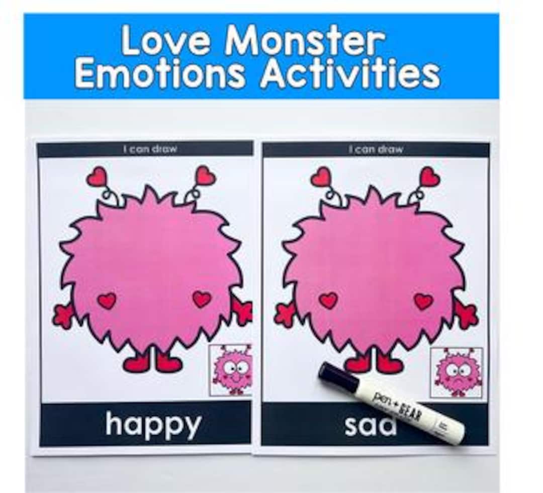 Emotion Drawing Centers: Love Monster Theme - Dry Erase Activities - Etsy