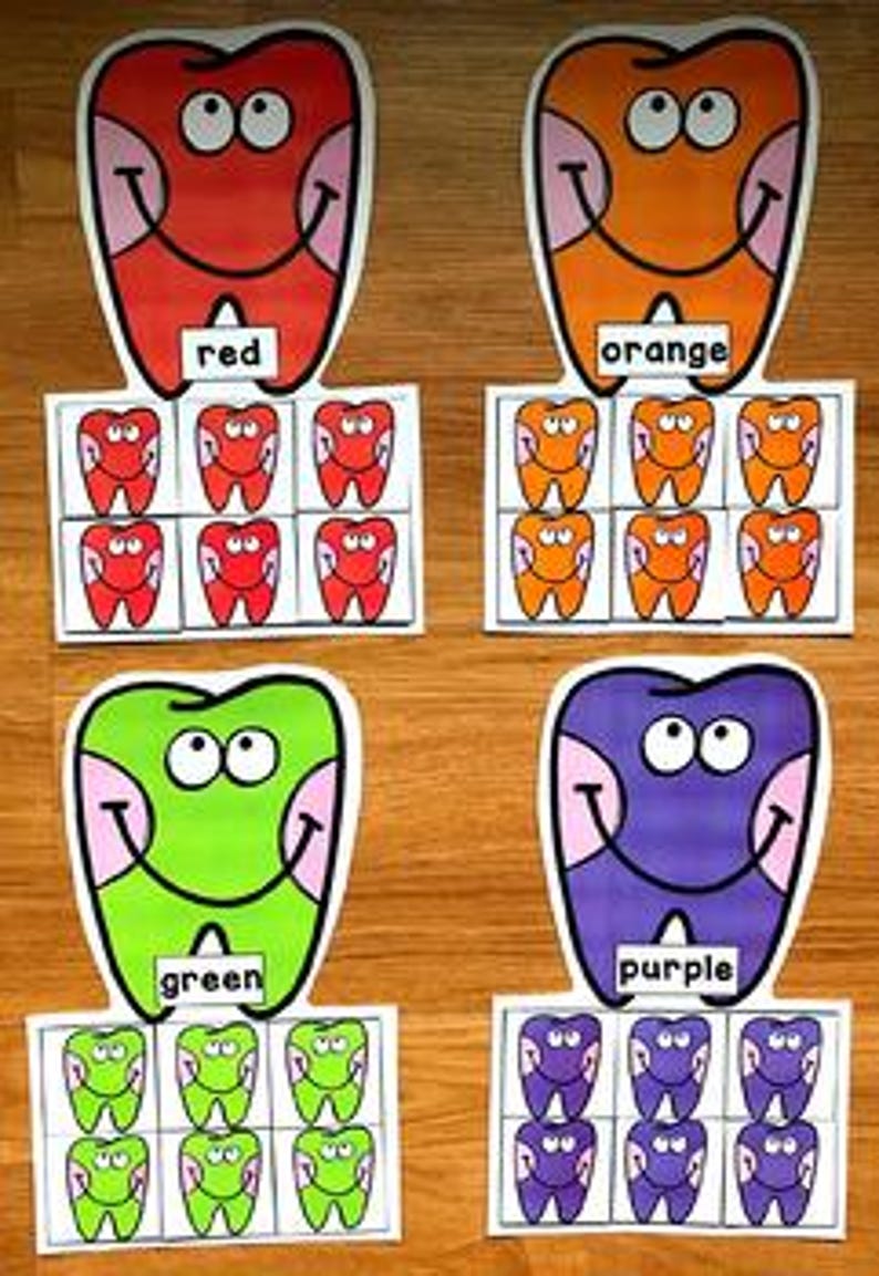 Teeth Color Sorting Mats - Hands-on Learning for Kids - Etsy