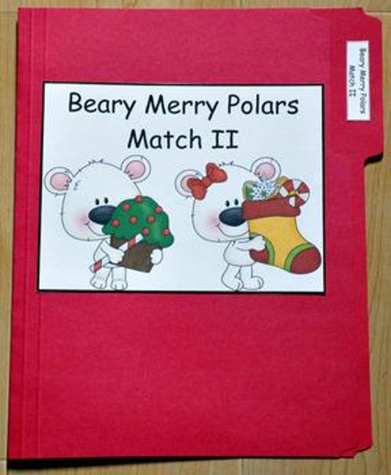 Polar Bear Matching Game - Christmas File Folder Activity for Kids - Etsy