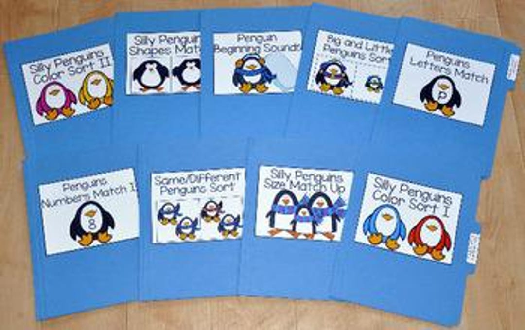 Penguin File Folder Games, Winter Theme (matching, Sorting, Letters) - Etsy
