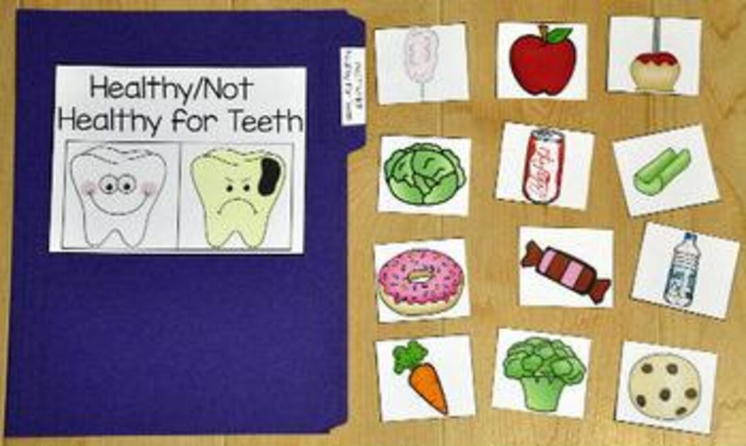 Dental Health File Folder Game - Sort Healthy and Unhealthy Foods - Etsy