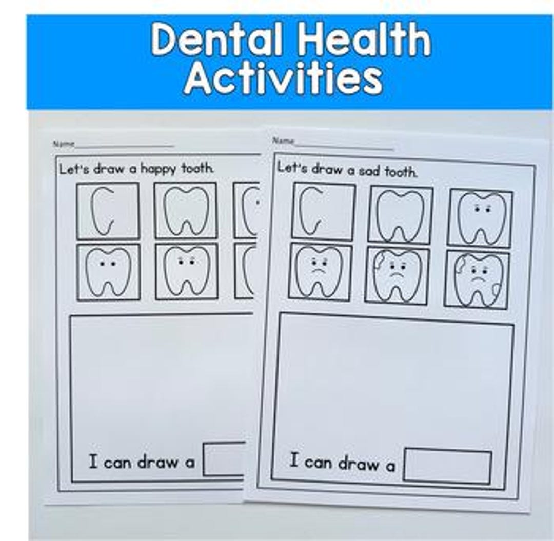 Kids Dental Health Drawing Activities (dry Erase, Tracing & Coloring ...