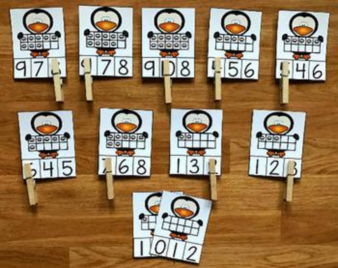 Penguin Math Task Cards: Counting, Addition & Number Matching - Etsy