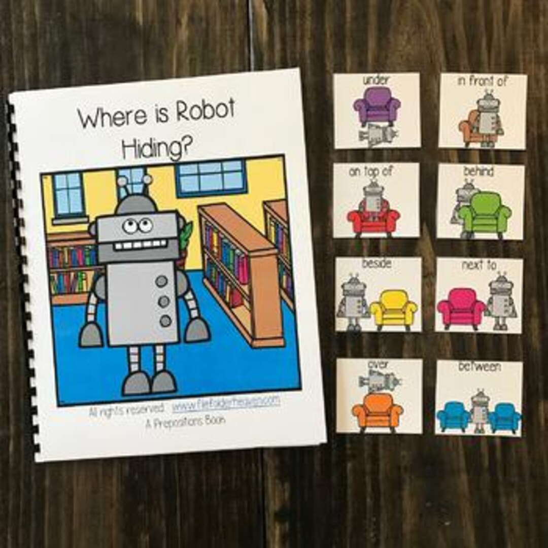 Robot Adapted Book, Colorful Hide and Seek (prepositions for Kids) - Etsy