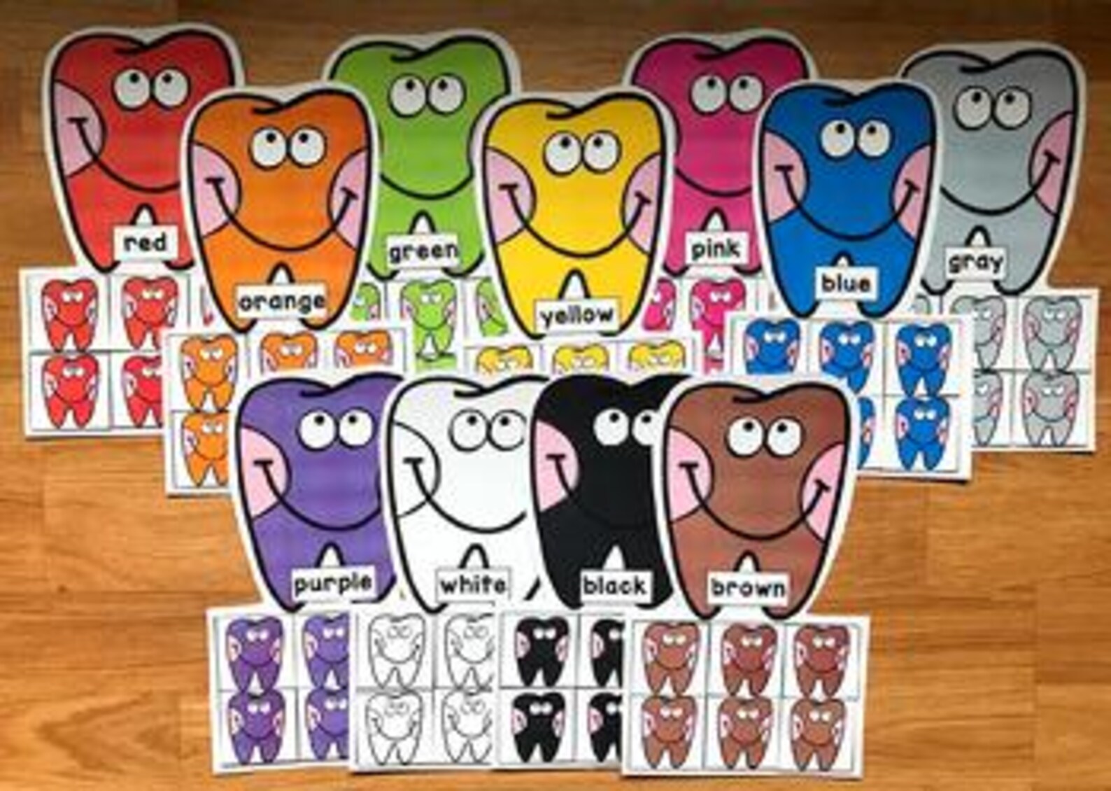 Teeth Color Sorting Mats - Hands-on Learning for Kids - Etsy