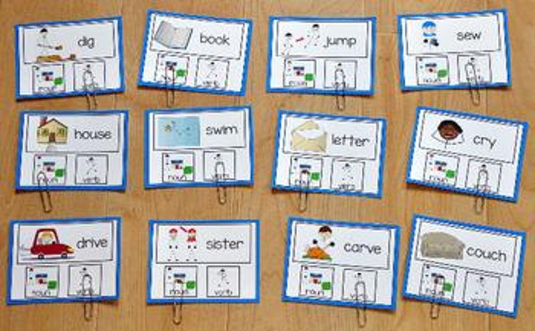Nouns and Verbs Task Cards: 40 Visual Grammar Learning Tools - Etsy