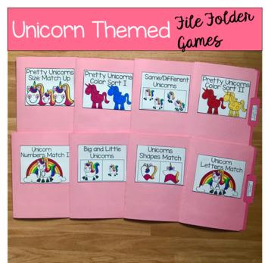 Unicorn File Folder Games, Matching & Sorting Activities (digital ...