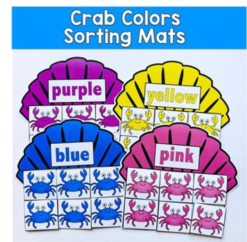 Ocean Theme Colors Sorting Mats - Crab Design, 11 Color Sets - Etsy