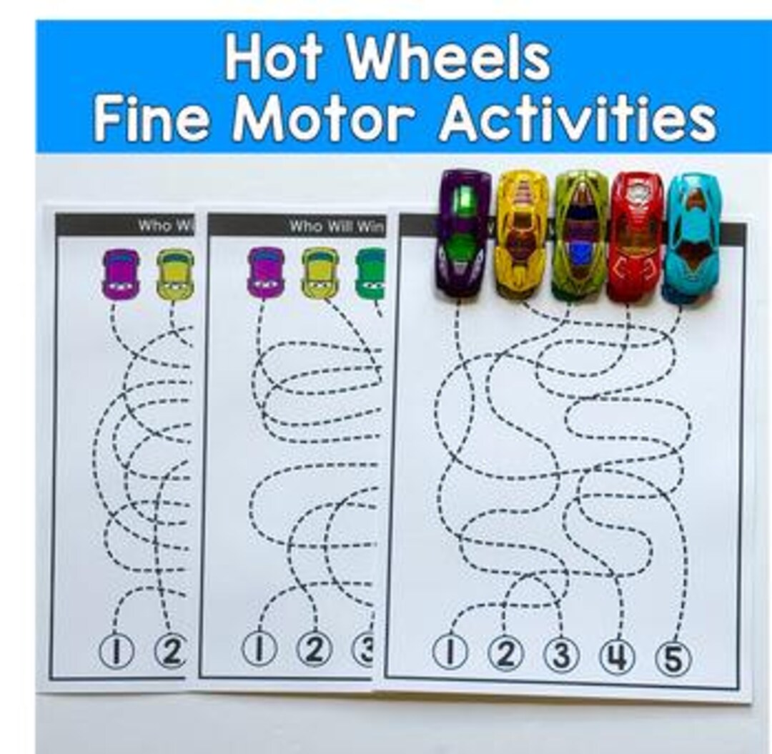 Race Car Tracing Cards, Fine Motor Skills (color & Black White Set) - Etsy