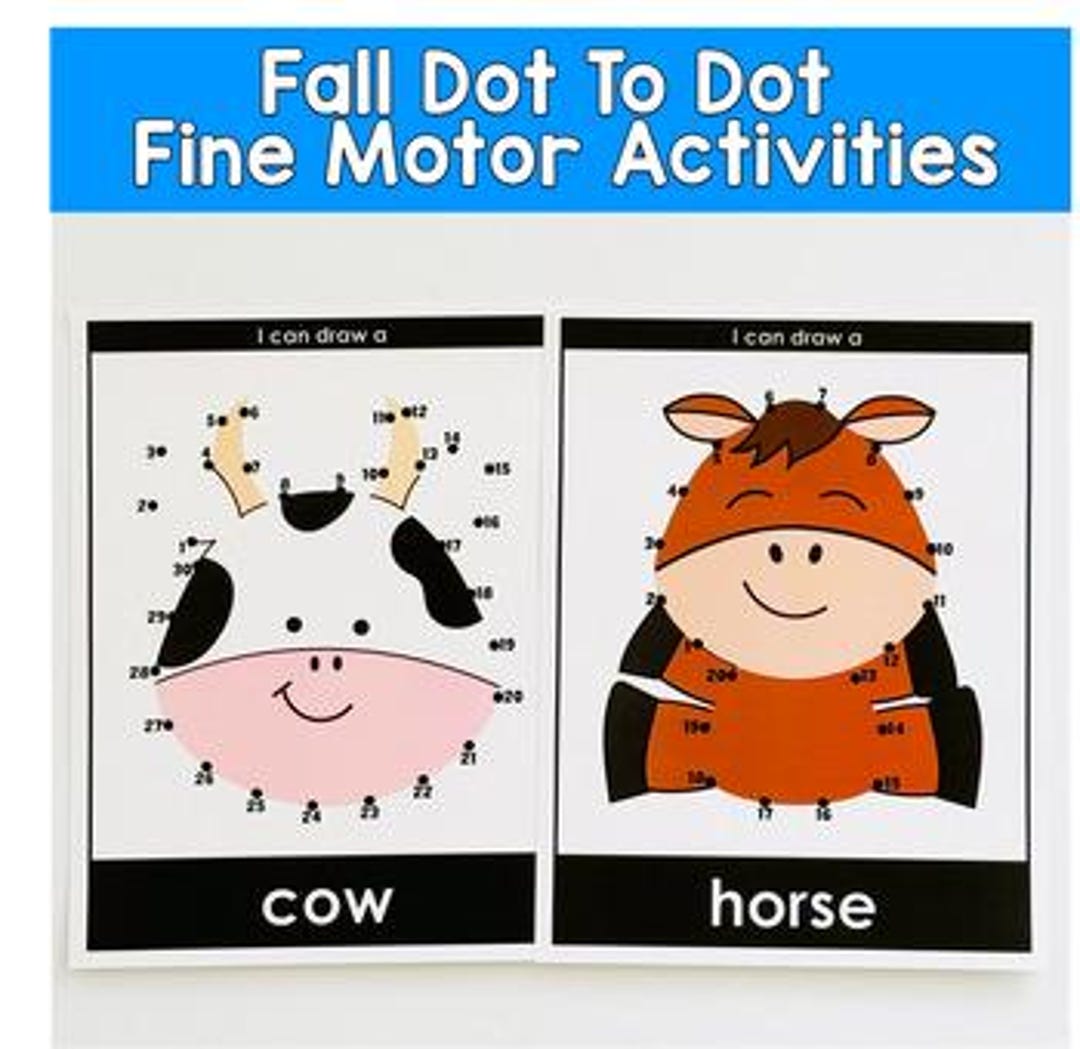 Dot to Dot Activity Sheets: Farm Animals - Fine Motor Skills - Etsy