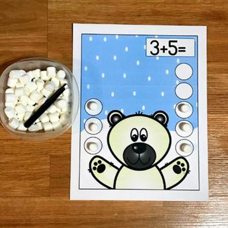 Polar Bear Math Activities: Fun Counting and Addition (3 Levels ...