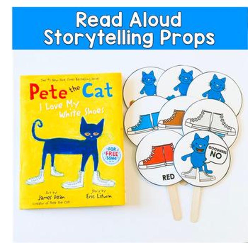 Pete the Cat Visual Cues, Story Sequencing Props (color Change, Digital ...