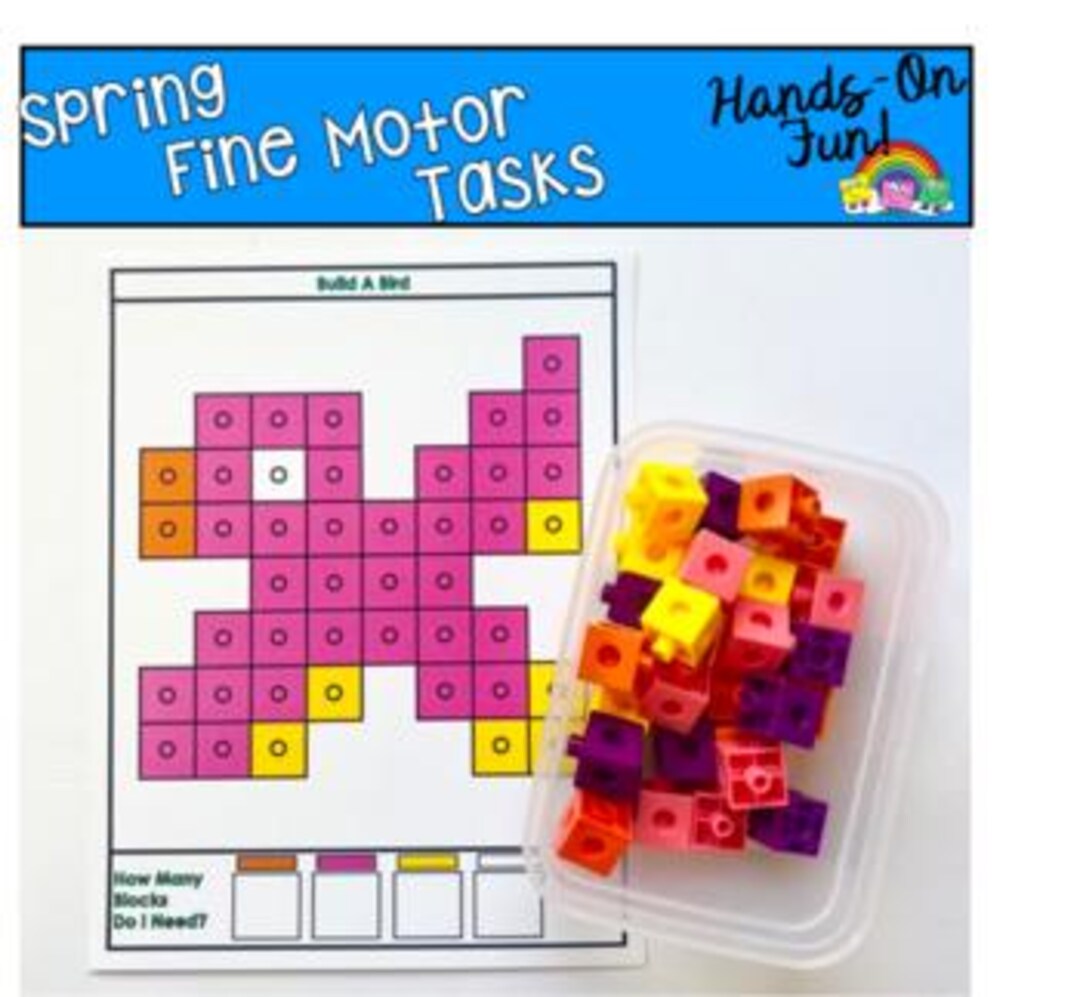 Spring Snap Cubes Activity Set, Butterfly and Bee Patterns (digital ...