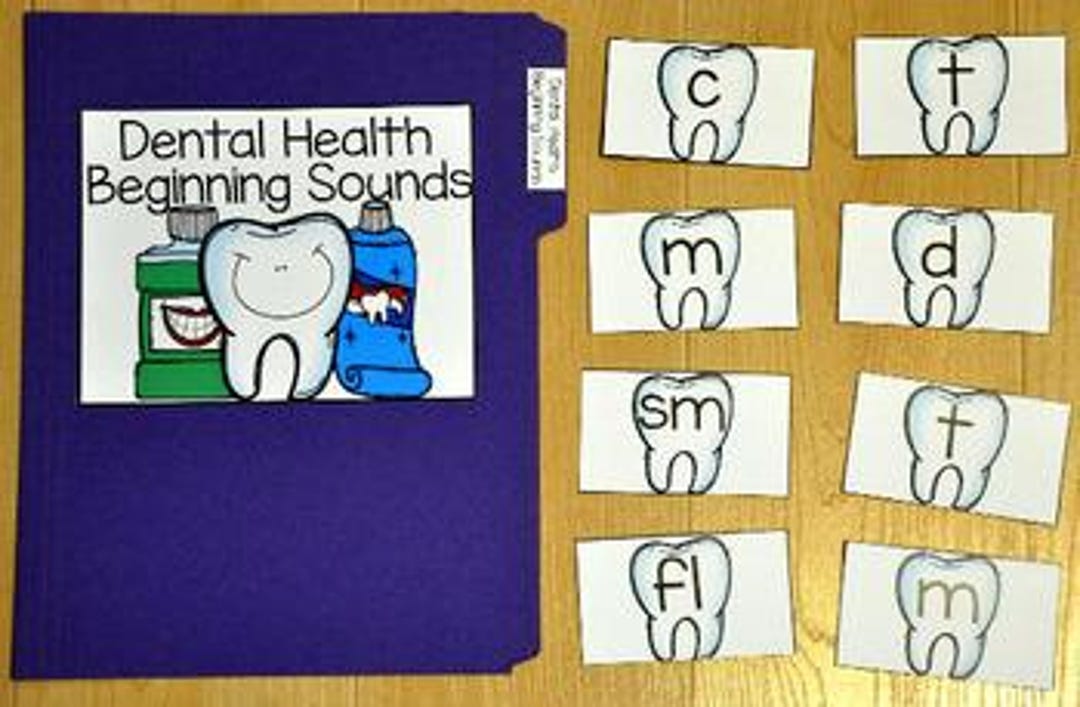 Dental Health File Folder Game - Beginning Sounds Matching for Kids - Etsy