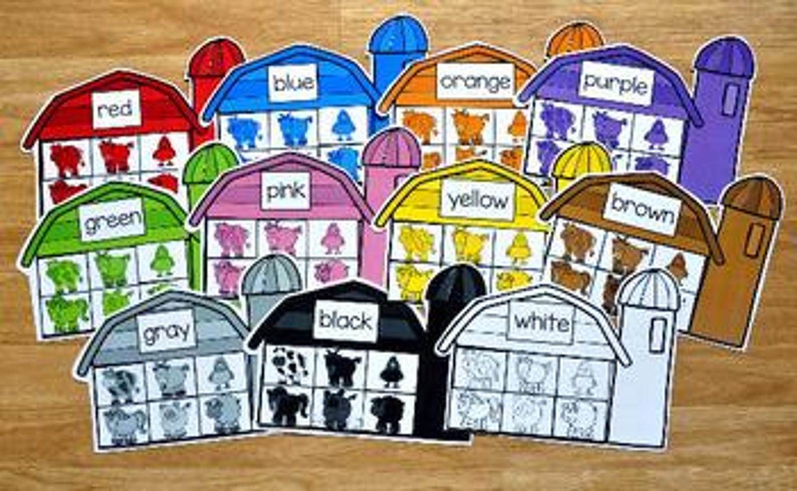 Farm Animal Color Sorting Mats: 11 Barn Colors for Toddlers - Etsy