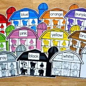 Farm Animal Color Sorting Mats: 11 Barn Colors for Toddlers - Etsy