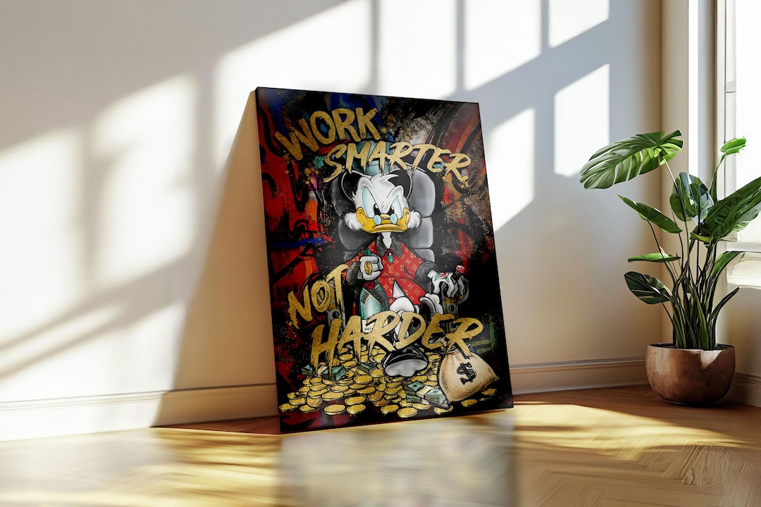 Donald Duck Work Smarter Not Harder Cartoon Poster Cartoon Print Framed ...