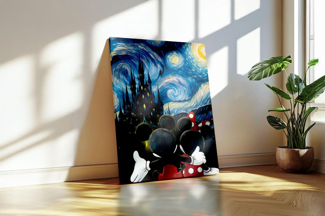 Starry Date Night Cartoon Poster Cartoon Print Framed Art for Living ...