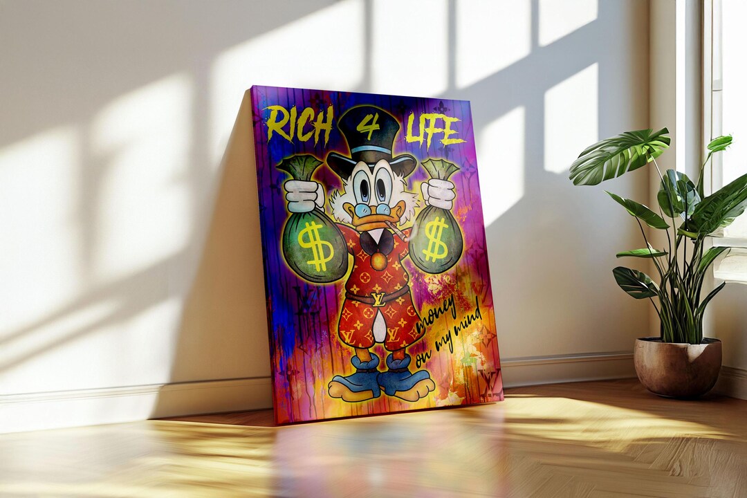 Donald Duck "rich Life" Cartoon Canvas Art Print - Etsy