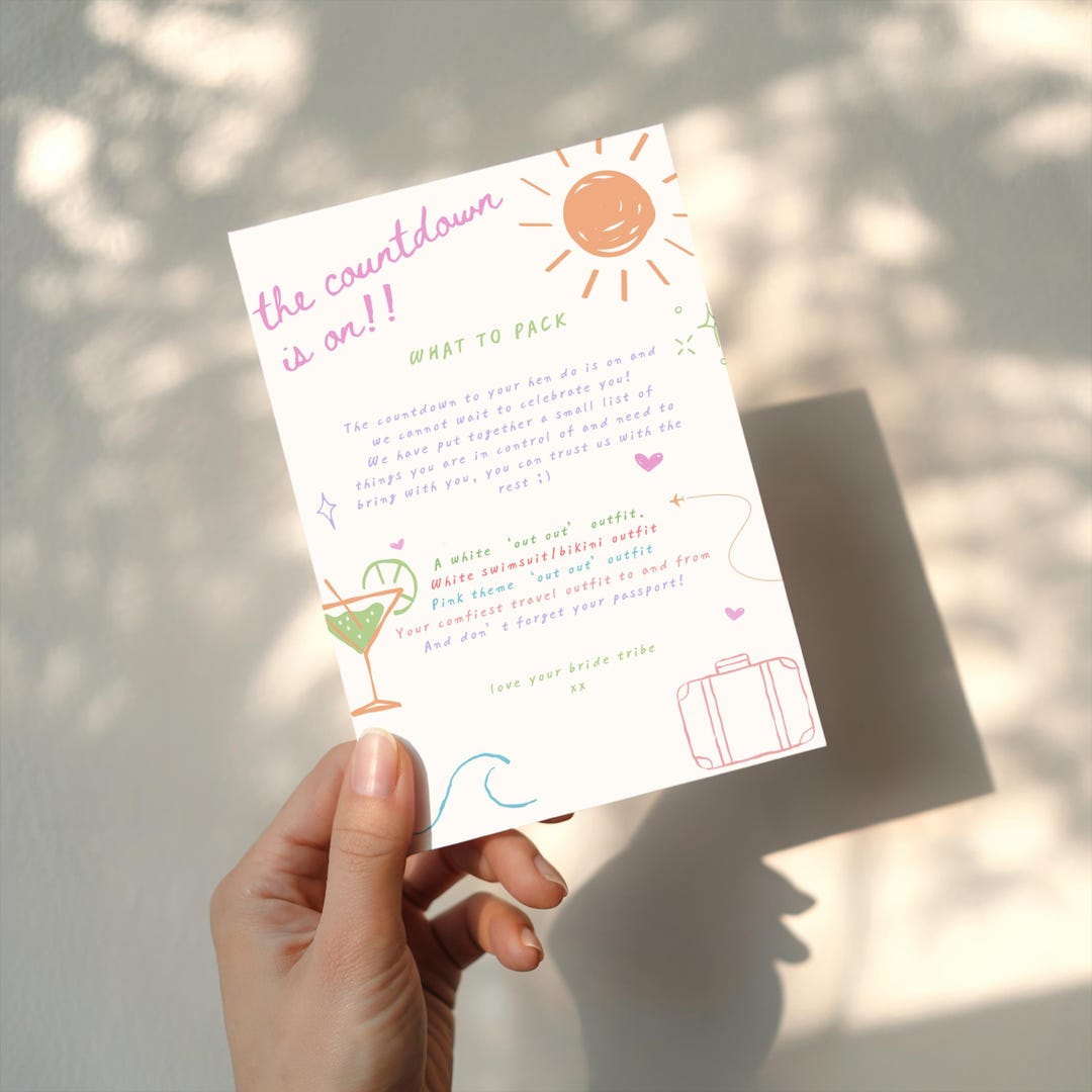 Hen Do Pack List Template | Bride to Be Hen Do Pack List | Editable ...