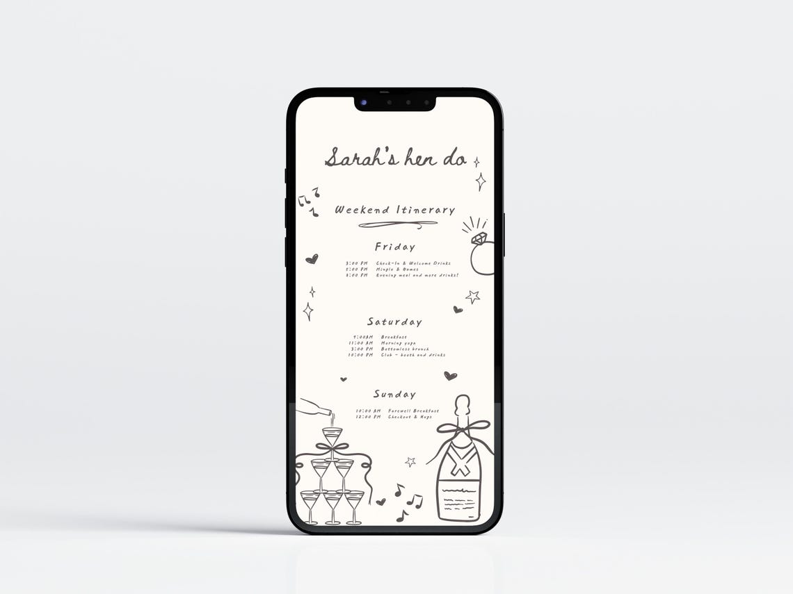 Hen Do Itinerary & Packing List Template | Editable Canva 5x7” + iPhone ...