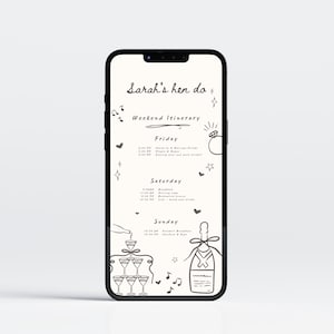 Hen Do Itinerary & Packing List Template | Editable Canva 5x7” + iPhone ...