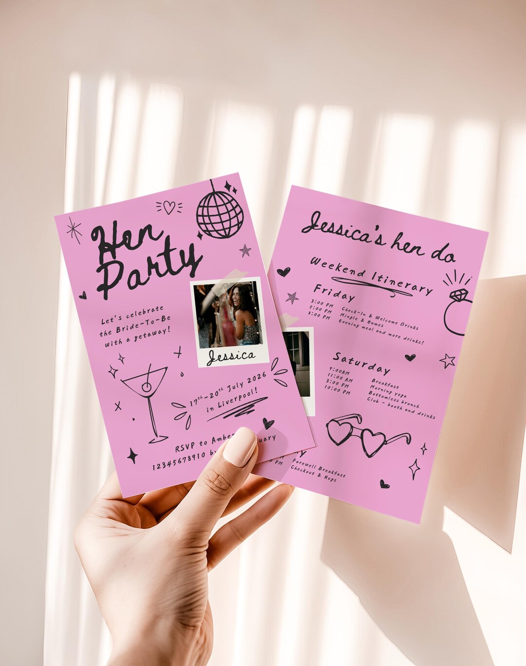Hen Do Itinerary & Packing List Template | Editable Canva 5x7” + iPhone ...