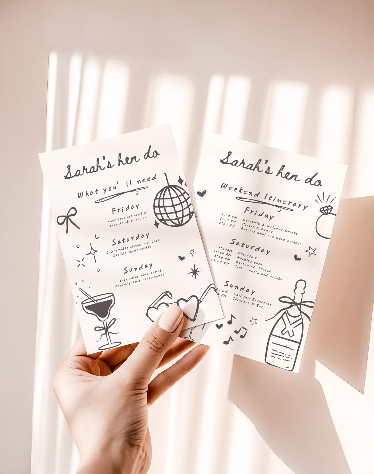 Hen Do Itinerary & Packing List Template | Editable Canva 5x7” + iPhone ...