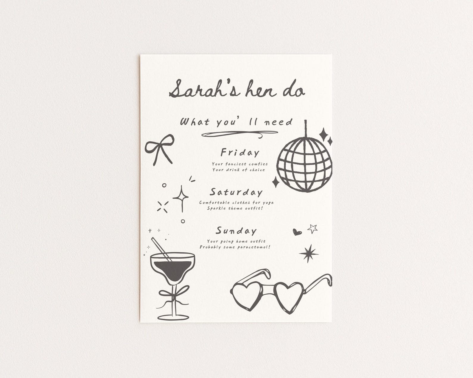 Hen Do Itinerary & Packing List Template | Editable Canva 5x7” + iPhone ...