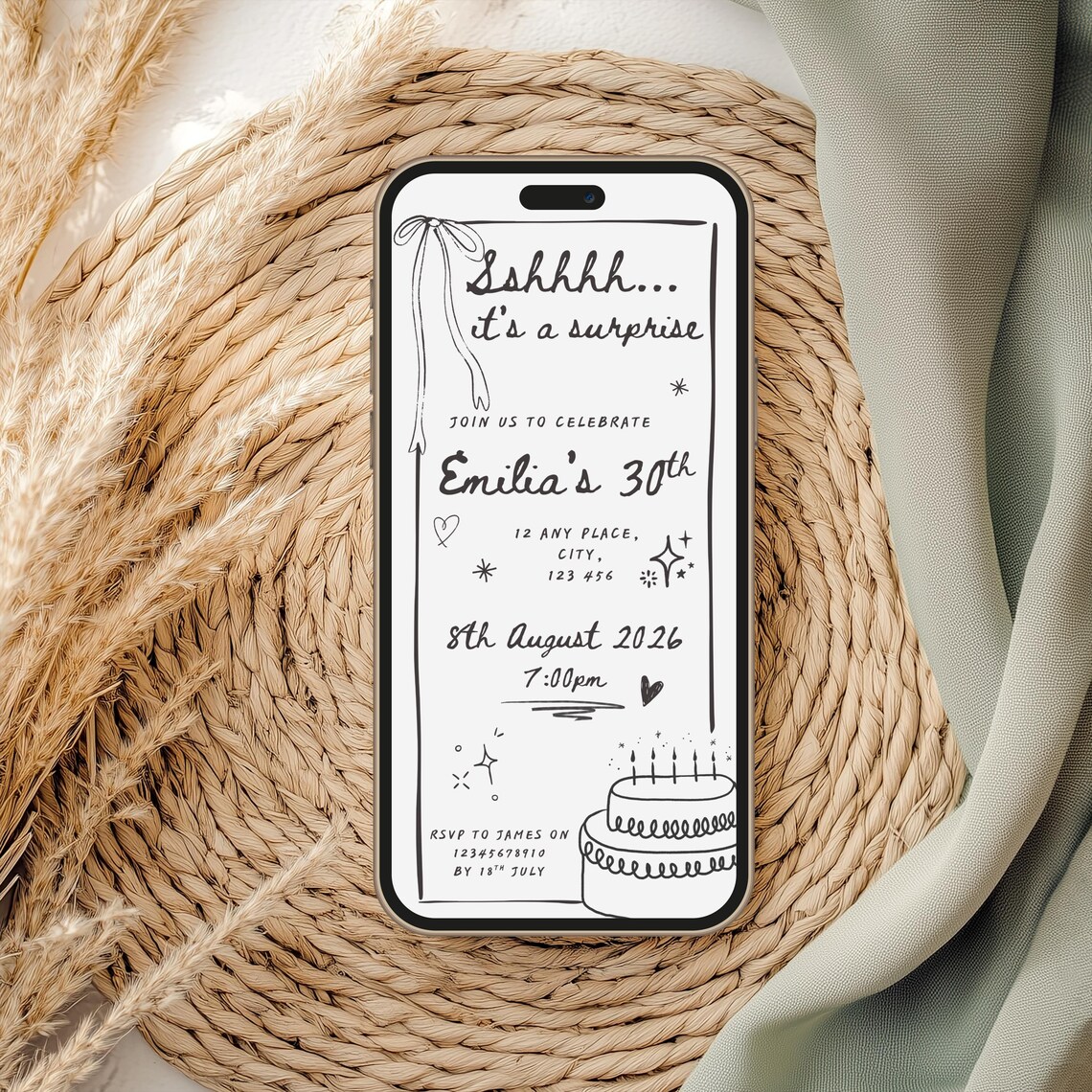 Birthday Invitation Template | Editable Printable Invite | Modern Party ...